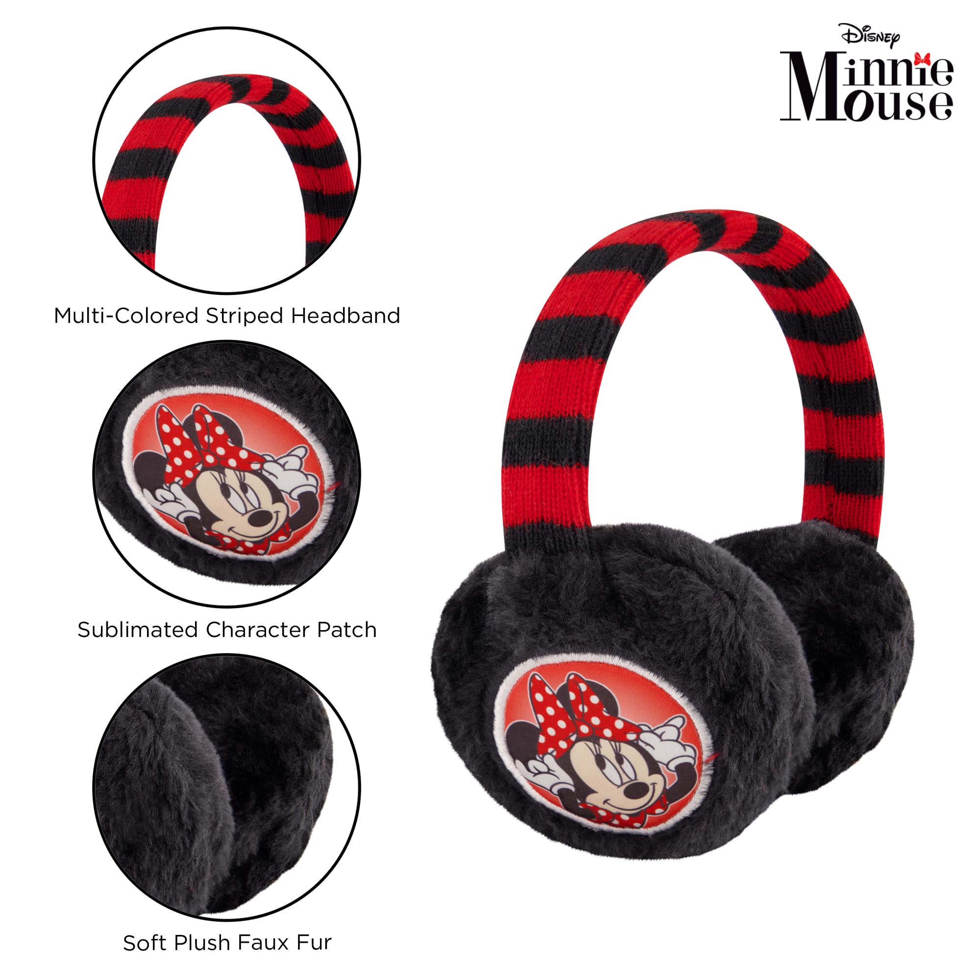 Disney Winter Earmuffs Warmers and Kids Gloves Sets, Minnie Mouse, Black, Little Girls, Ages 4-7