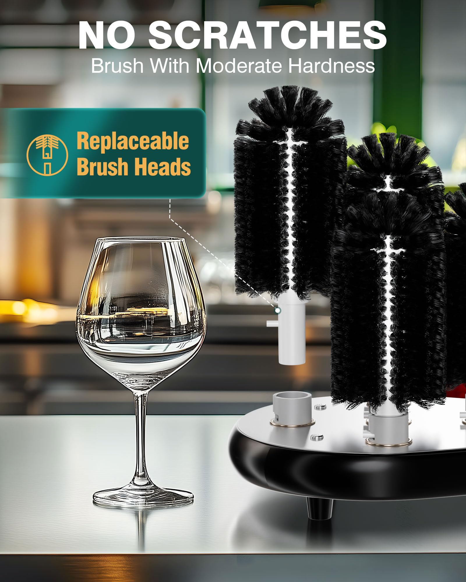 WantJoin Electric Commercial Glass Washer,Winery Wine Glass Cleaning Machine,5 Cleaning Brush Washers Glass,Perfect for Bars and Cafes