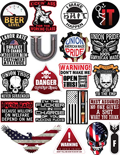 Hard Hat & Tool Box Vinyl Stickers – Stickers for Adults - Funny Decals for Hardhat, Construction, Union, Oilfield, Electrician, Ironworker, Mechanic, Welding, American Flag