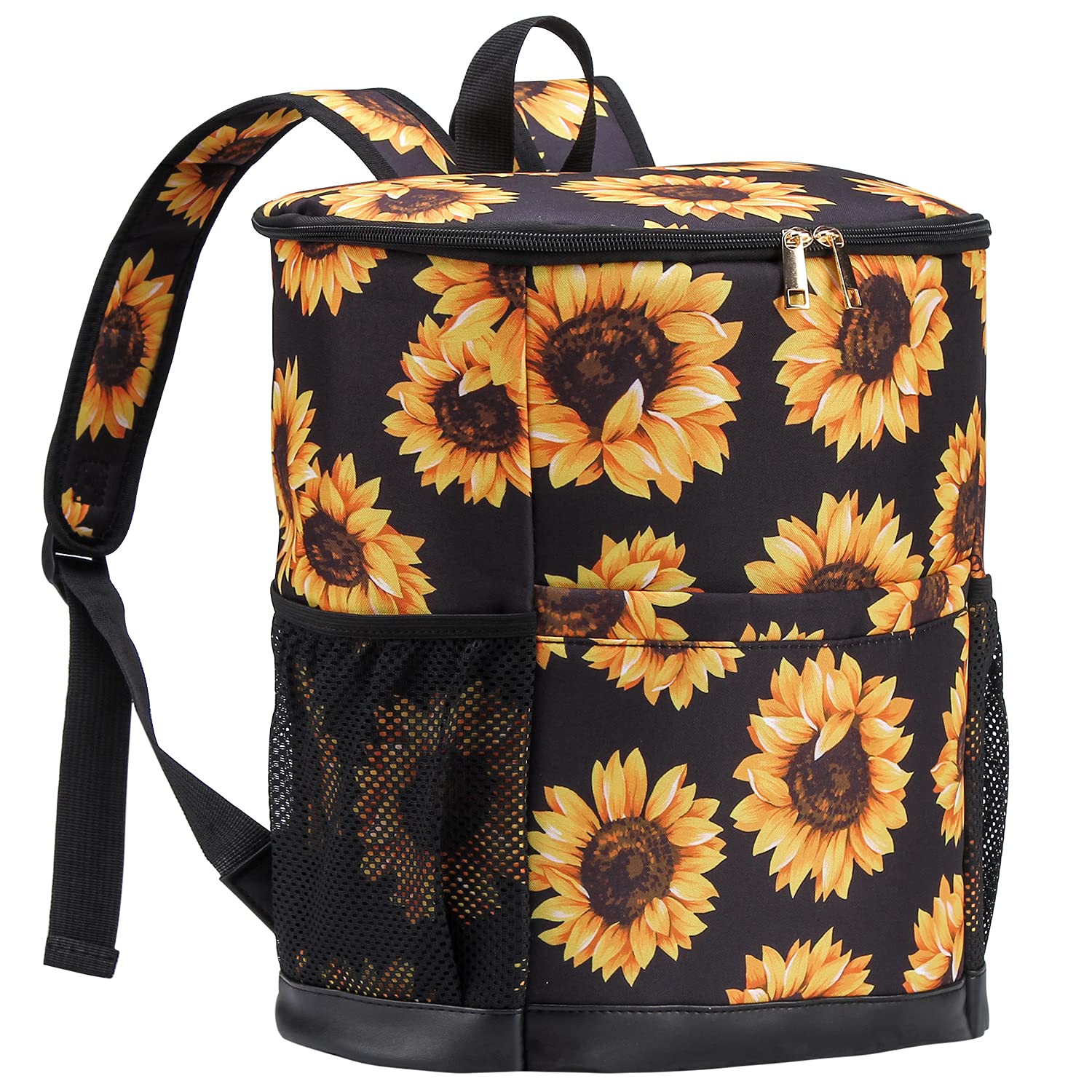 Cooler Backpack Women Sunflower Leak Proof Backpack Cooler Bags Lightweight Soft Lunch Backpack with Cooler Compartment,Wine Cooler for Hiking Camping,24 cans…