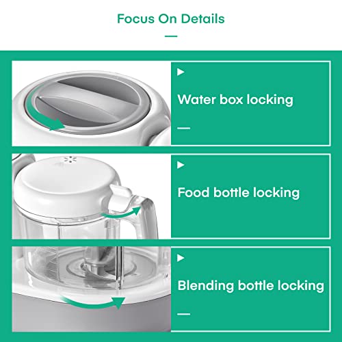 TLGREEN Baby Food Maker Steamer and Blender | Baby Puree Maker with Self Cleans | Baby Food Warmer Mills Machine | Auto Cooking & Grinding | Anti Waterproof Drying System | Touch Screen Control White