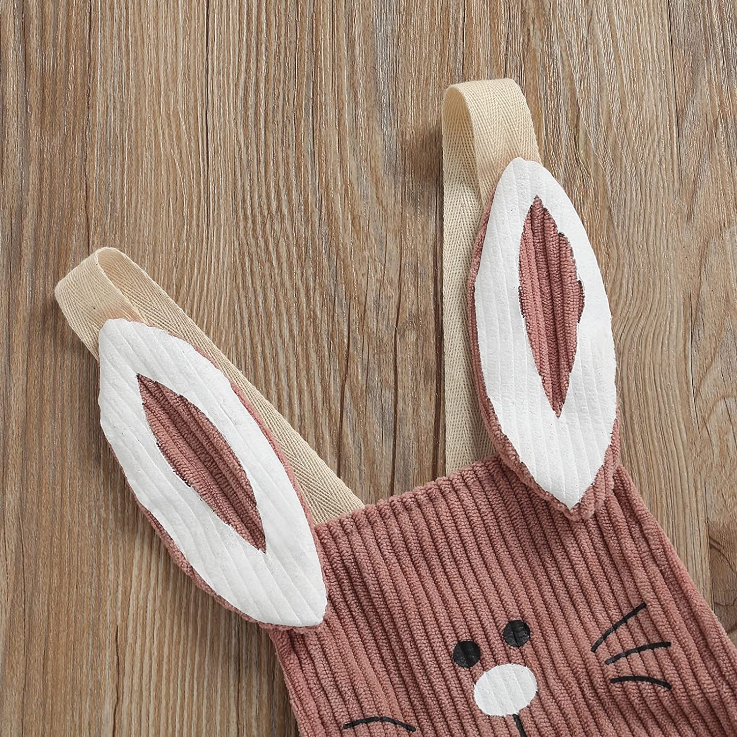 TROSJ Newborn Baby Boy Girl Easter Outfits Sleeveless Button Corduroy Cartoon Bunny Romper Bodysuit Summer Clothes 0-12M (Pink, 0-3 Months)