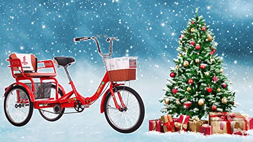 WEIMMIN Adult Tricycle Folding Tricycle for Seniors Comfortable seat 3 Wheel Bicycle with Shopping Basket Double Chain 20 Inch Shock Absorber Front Fork for Parents and Children Maximum Load 400Ib