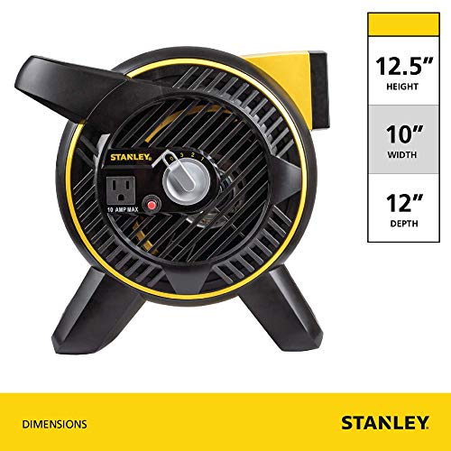 STANLEY High Velocity Pivoting Head Blower Fan โ Utility Air Mover for Drying or Ventilating Home or Construction Site. Daisy chain compatible (ST-310A-120)