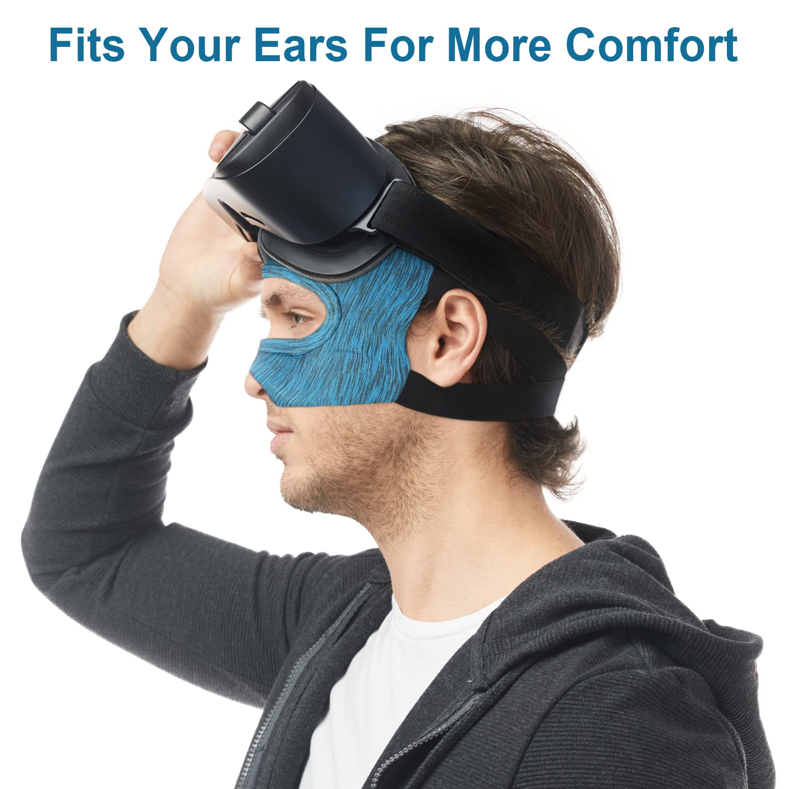 Eye Mask Cover Compatible with PSVR2 / Oculus Quest 2 / Meta Quest Pro Accessories, Breathable Sweat Band with Nose Pad for VR Headset, Elastic Eye Cover Face Cover for Meta Quest 2 (5 Pcs)