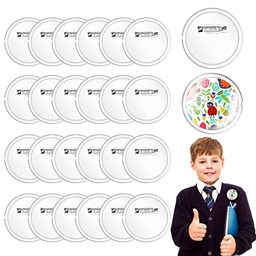 Lusofie 12 Set Acrylic Clear Craft Button with Pin Design Button Pins Badge Blank Button Pins for Craft Supplies, DIY Badges, School Projects(2.27 Inch)