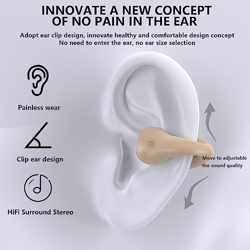 MALIHOO Wireless Ear Clip Headphones, Bluetooth Open Ear Sport Earbuds for Android iPhone,Air Conduction Headphones,Wireless Headset for Cycling,Running Workout,Running,Driving,Bluetooth 5.3