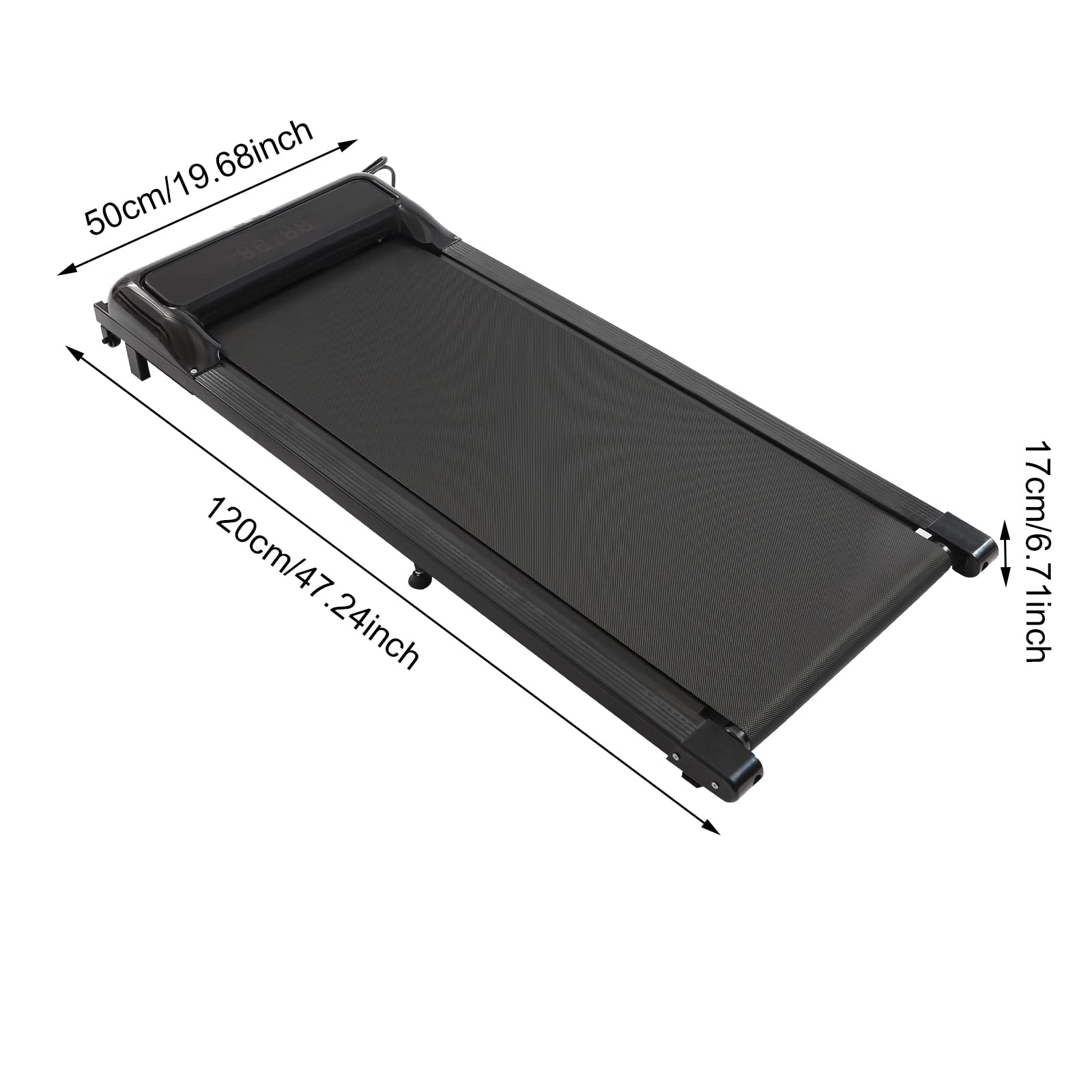 Electric Portable Treadmill Under Desk Smart Walking Pad 2.25HP Compact Running Walking Jogging Machine with LED Screen and Remote Control Under Desk Treadmill for Home Gym Cardio Fitness(Black)