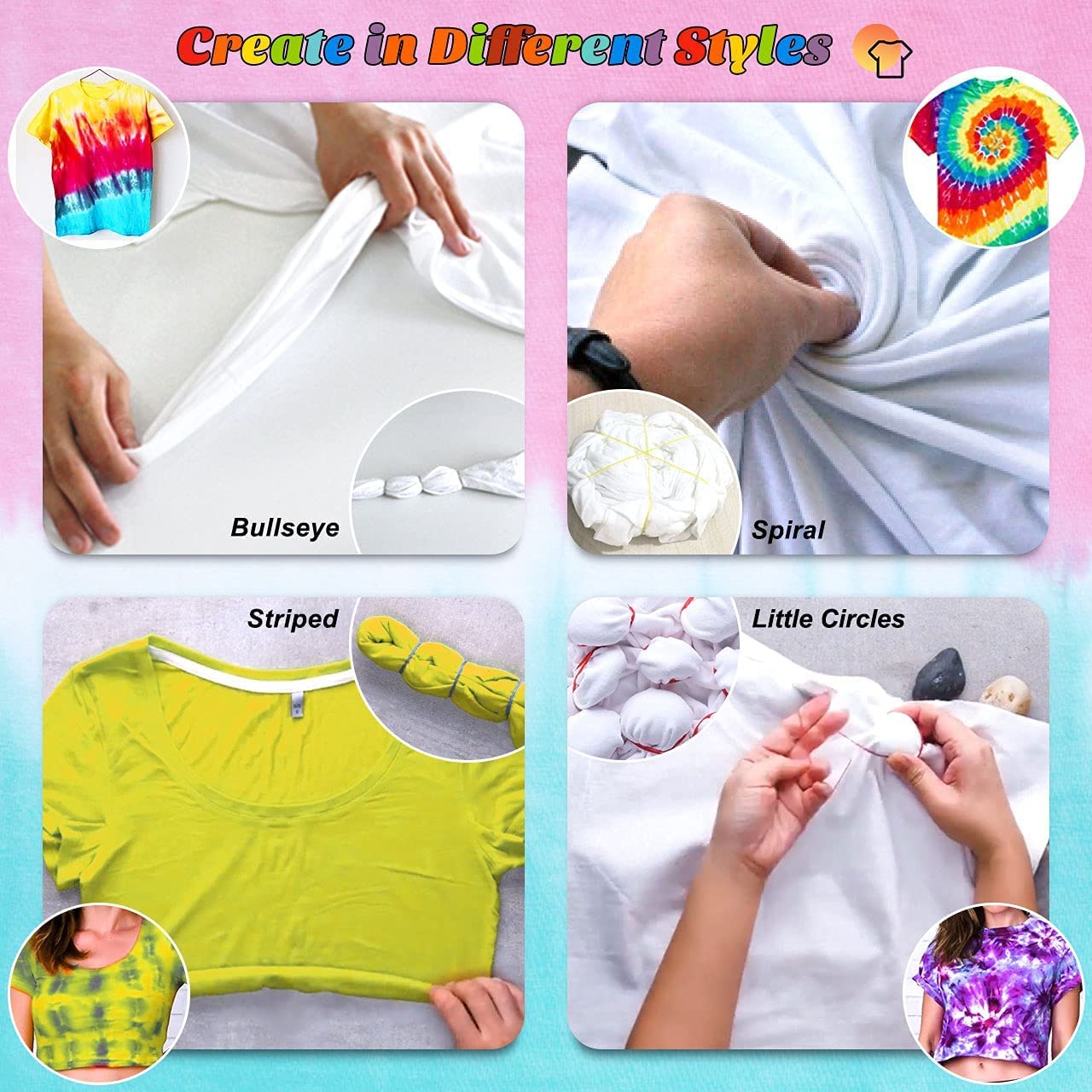 DIY Tie Dye Kits, Emooqi 32 Colours All-in-1 Tie Dye Set Contain 32 Bag Pigments, Rubber Bands, Gloves, Sealed Bag, Apron and Table Covers for Craft Arts Fabric Textile Party DIY Handmade Project