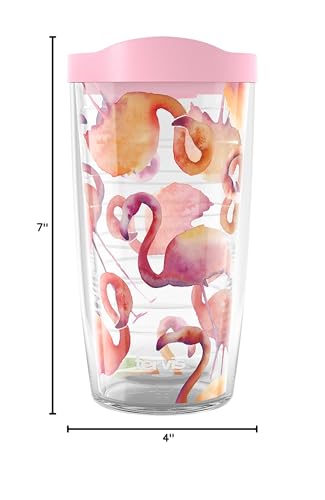 Tervis Flamingo Splash Made in USA Double Walled Insulated Tumbler Travel Cup Keeps Drinks Cold & Hot, 16oz, Classic