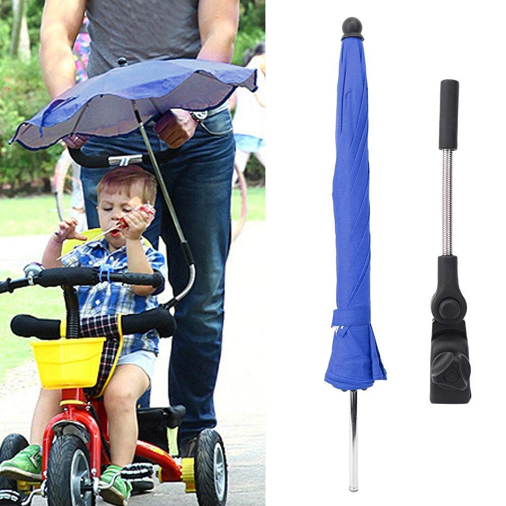 Diydeg Baby Carriage Sun Shade, Folding Non-Skid Anti-UV Stroller Sunshade Umbrella, for Strollers Bicycles(Blue Umbrella)