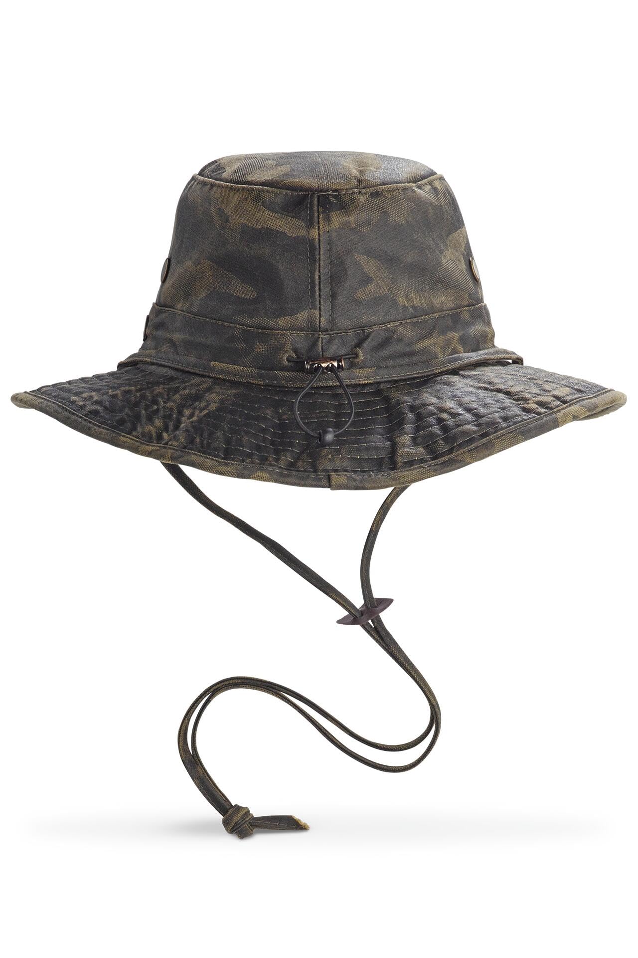 Coolibar UPF 50+ Men's Outback Camo Boonie Hat - Sun Protective (Large- Forest Green Camo Print)