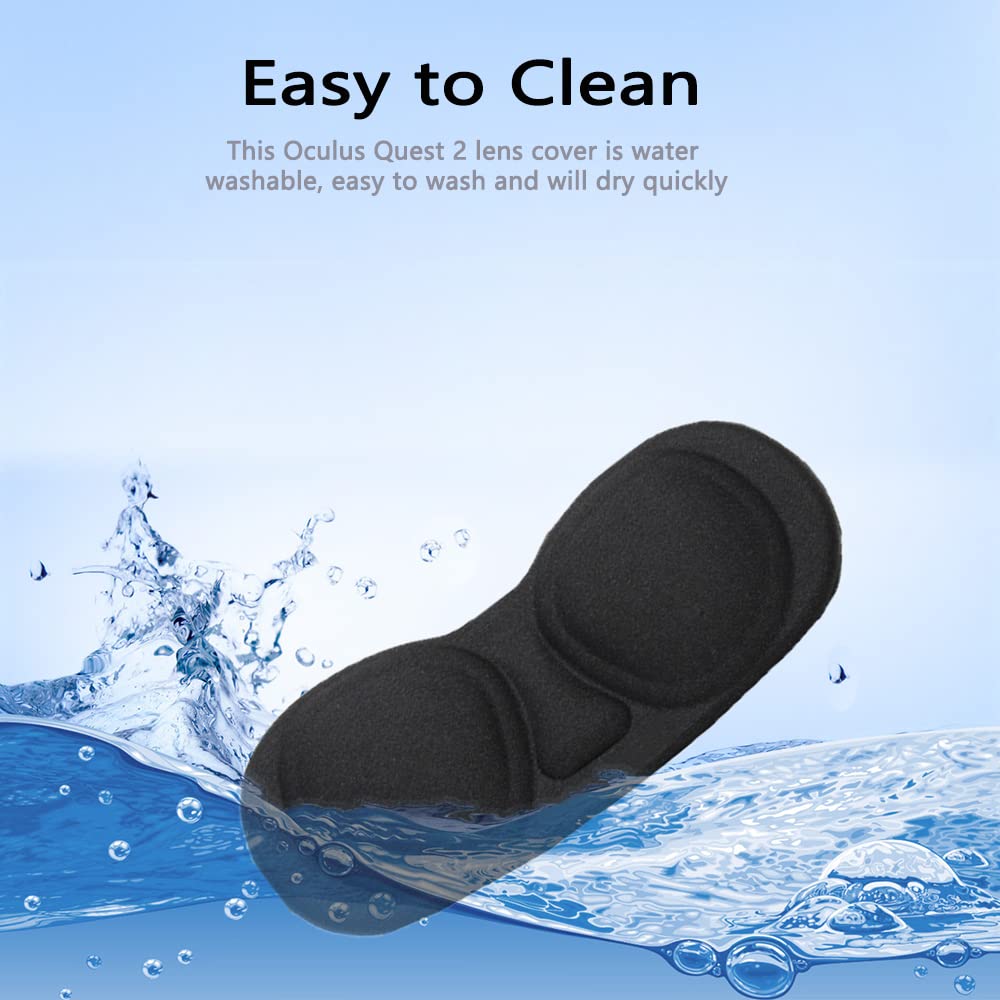 EYERZ VR Face Cover and Lens Cover for Meta/Oculus Quest 2, VR Facial Interface Bracket Replacement,Anti-Light Leakage Face Pad, 5 in1 Oculus Quest 2 Accessories (Black)