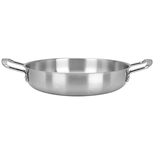 Luxshiny Cast Iron Skillet Stainless Steel Pot, Korean Ramen Pot Seafood Pan Pot with Double Handle for Home Kitchen (24CM) Mixed Rice Pot