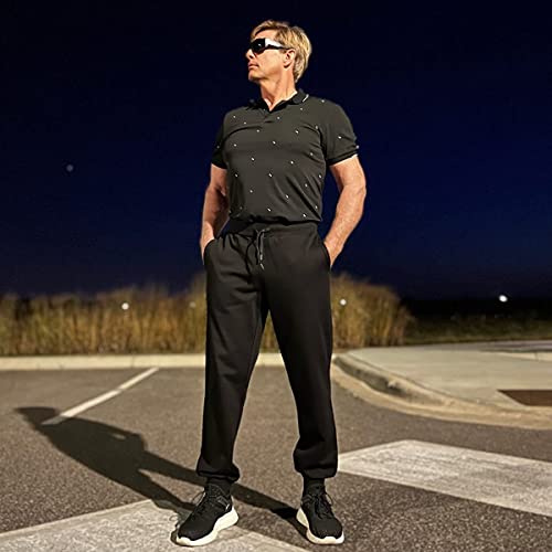 G4Free Mens Sweatpants Lounge Pants with Pockets Cotton Joggers Xmas Holiday Pants for Winter Running (Black, L)