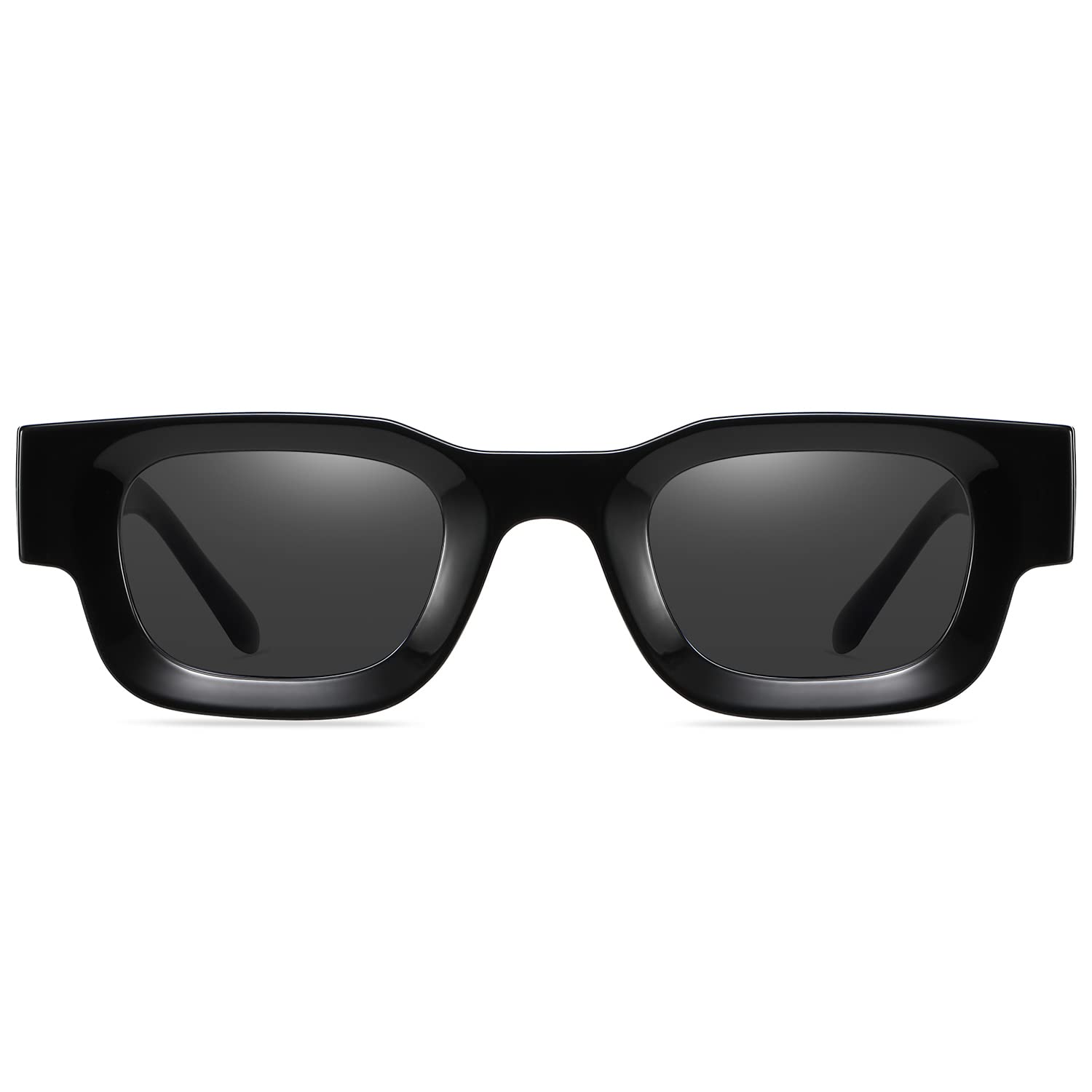 EYLRIM Thick Square Frame Sunglasses for Women Men Chunky Rectangle Polarized Sunglasses UV400 Protection(A1 Black/Grey)