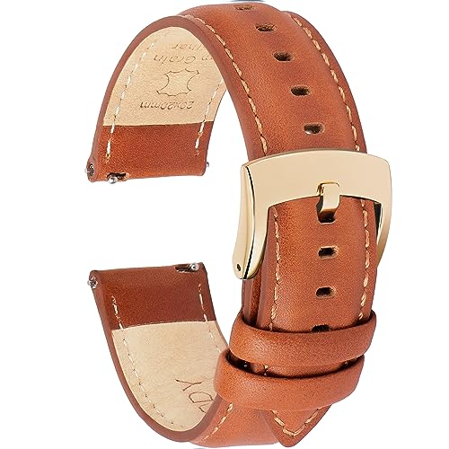OTTOODY Leather Watch Bands Quick Release, Elegant Top Grain Leather Watch Straps for Men & Women, Choice of Color & Width - 18mm, 19mm, 20mm, 21mm or 22mm Wristbands Bracelet for Watch & Smartwatch