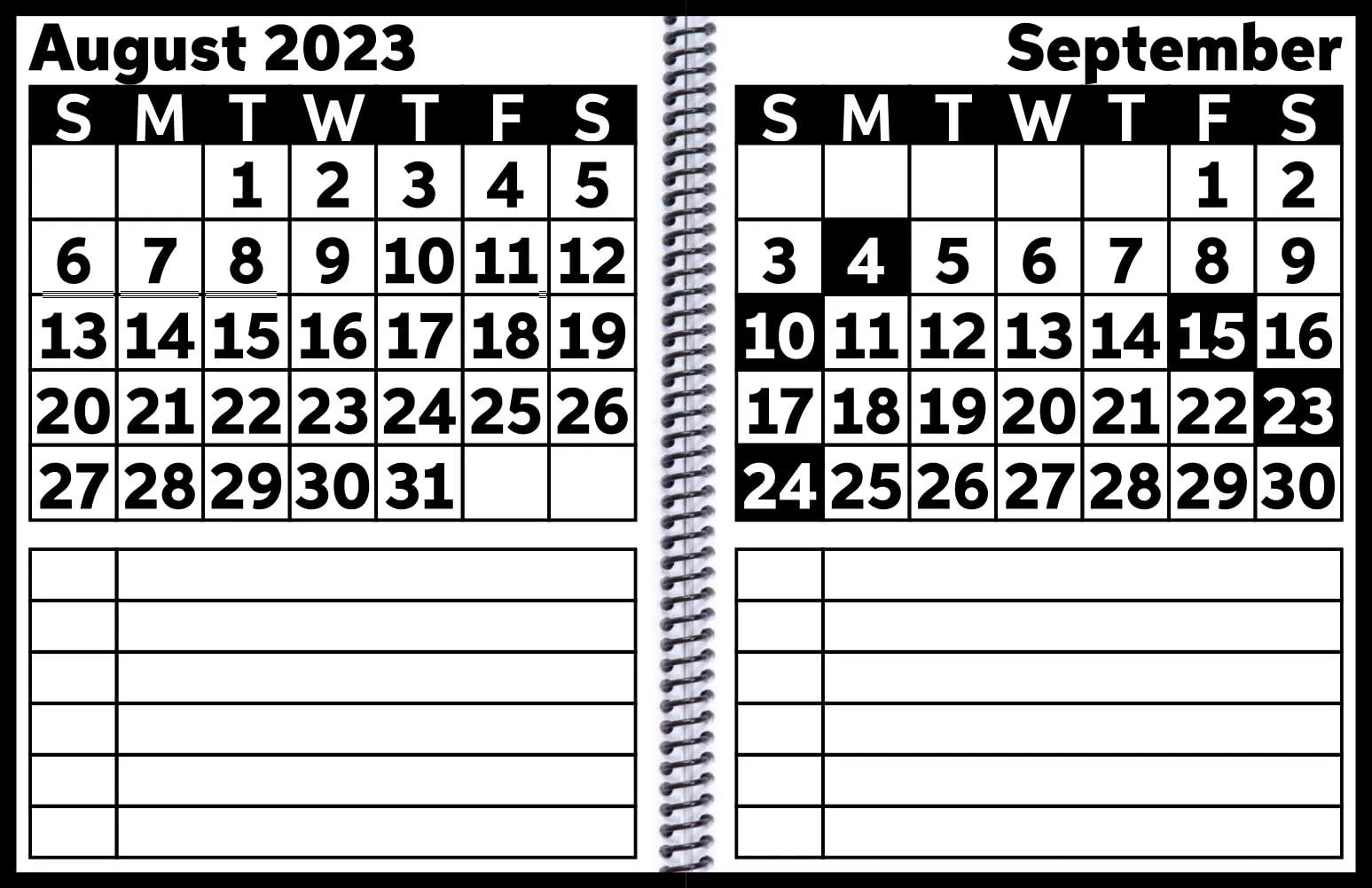 EZ2See® 2023-2024 Academic Weekly Planner Calendar - Daily Organizer with Large Black Print, Numbers, Borders - High Contrast with Huge Space for Notes, Bold Lines - 8.5x11