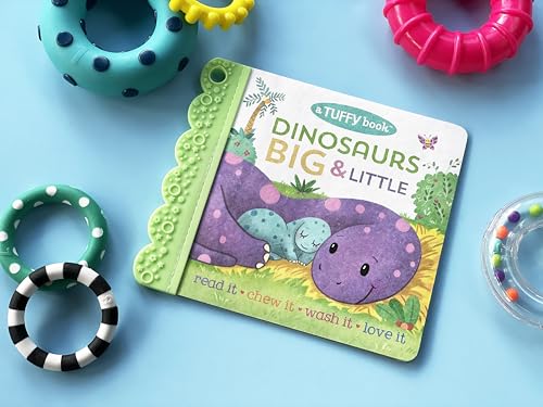 Tuffy Dinosaurs Big & Little Book - Washable, Chewable, Unrippable Pages With Hole For Stroller Or Toy Ring, Teether Tough, Ages 0-3 (Baby's Unrippable) (A Tuffy Book)