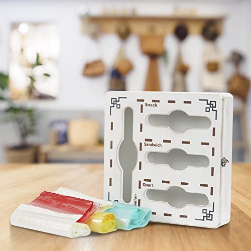 WGFKVAS Ziplock Bag Storage Organizer for Kitchen Drawer, Food Storage Bag Holders, Wood Kitchen Food Baggie Dispenser Box, Compatible with Gallon, Quart, Sandwich and Snack Variety Size Bag