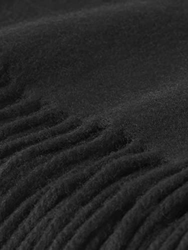 State Cashmere Throw Blanket with Decorative Fringe - Ultra Soft Accent Blanket for Couch, Sofa & Bed Made with 100% Inner Mongolian Cashmere - Crafted Home Accessories - (Black, 60"x50")