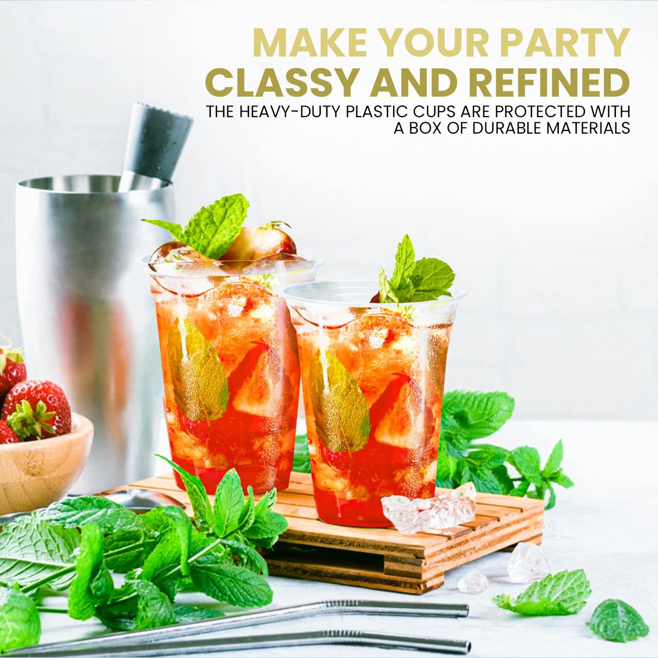 CUPPIFY 100 Pack 9 oz Plastic Cups Disposable - Perfect for Parties, Picnics, Office, Home, Weddings, Birthdays and More - Convenient, Durable (Pack of 100)