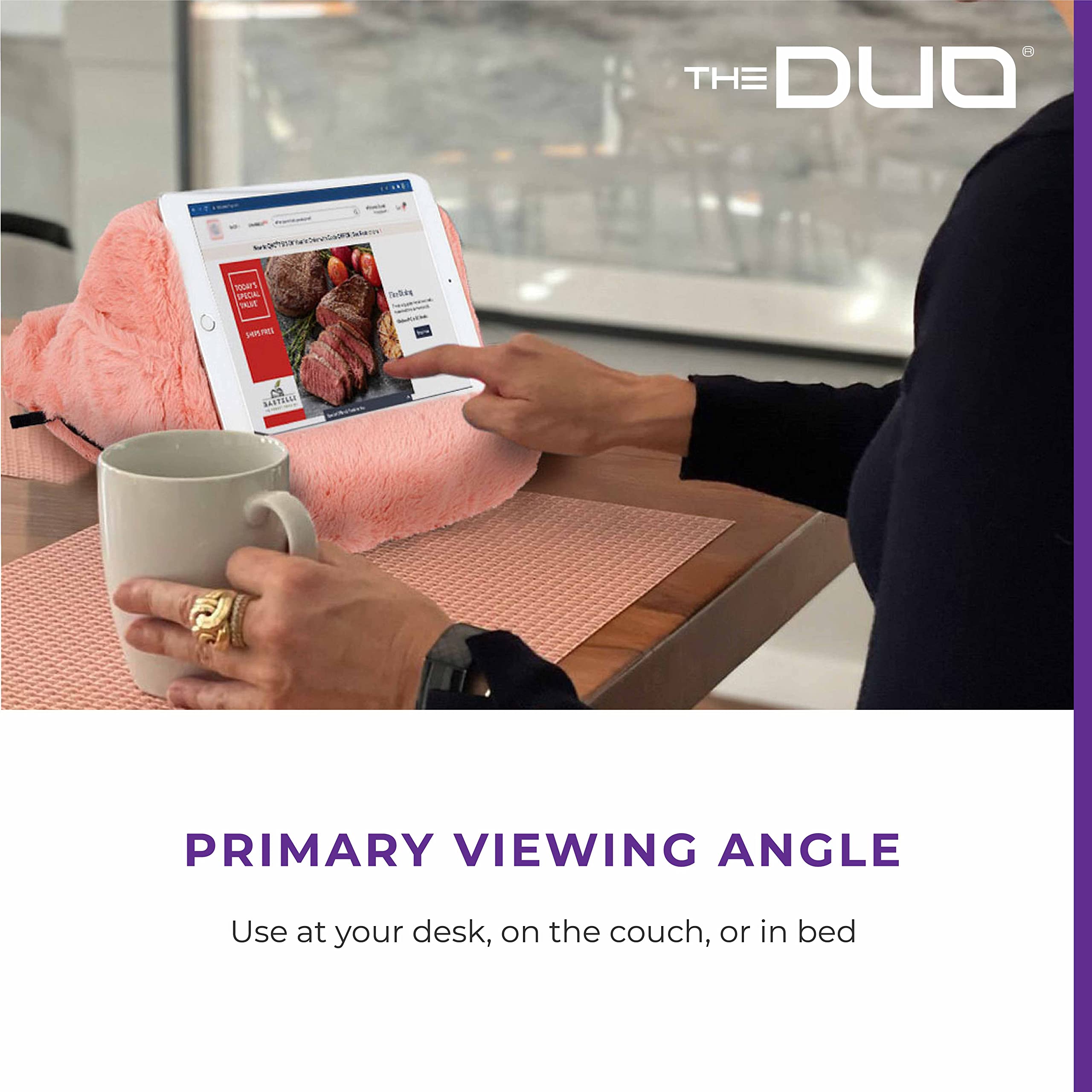 THE DUO Super Plush Multi-Angle Viewing Stand for iPad, Tablet, Phone - Memory Foam Tablet Stand - Portable Tablet Holder for Travel and Work from Home - Leopard, 10 x 10 x 6.75 inches