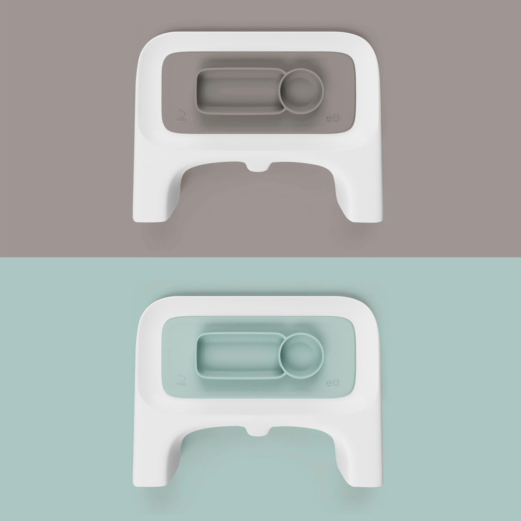 ezpz by Stokke Placemat for Clikk Tray, Grey - Perfectly Fits Stokke Clikk High Chair Tray - Helps Prevent Messy Mealtimes - Durable, Convenient, Dishwasher & Microwave Safe - 100% Silicone