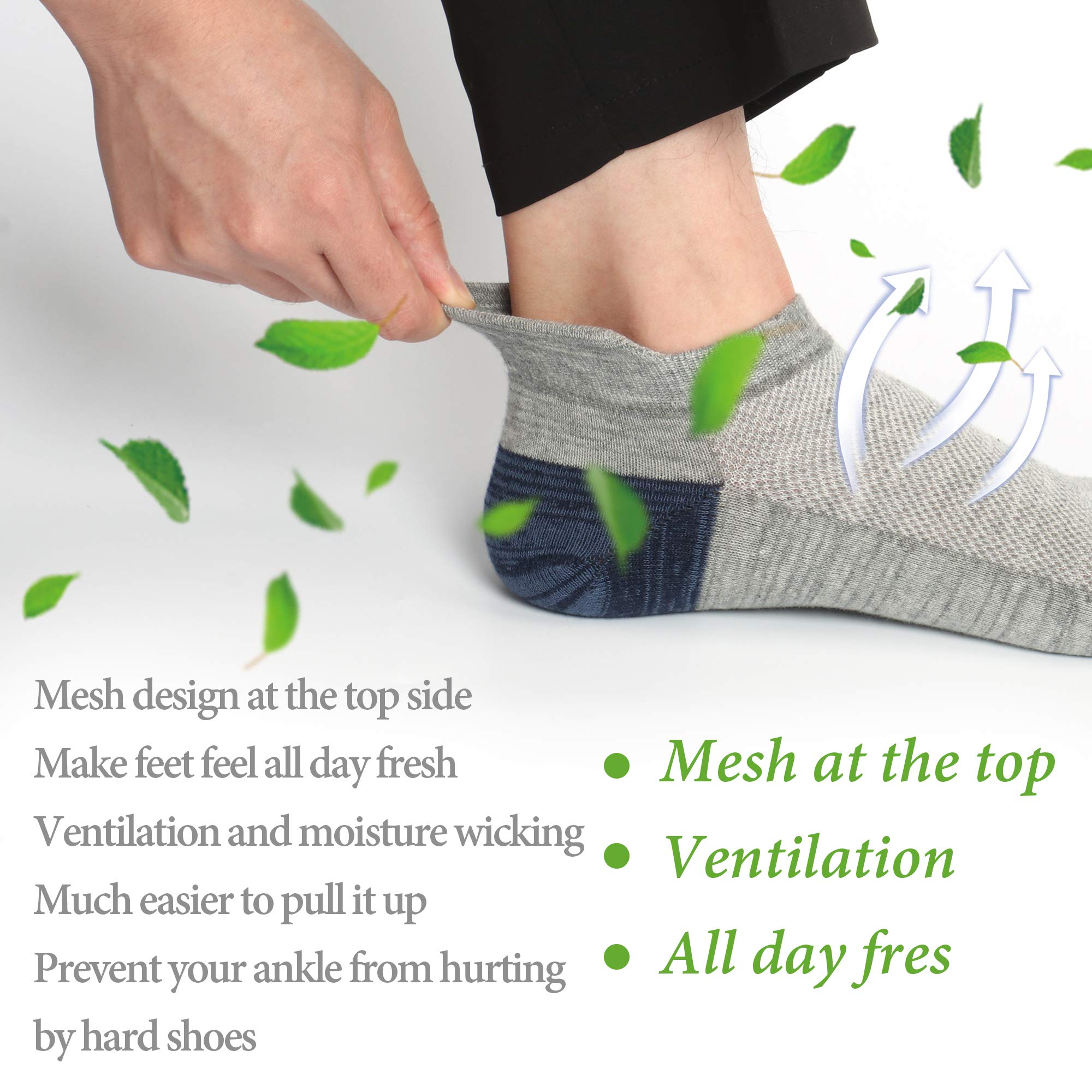 Diravo 6-8 Pairs Mens Athletic Breathable Ankle Socks Non-slid Low Cut Socks Cotton Mesh Top Fresh Ventilation Socks (Multicolor-5)
