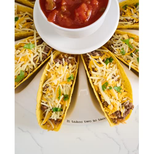 Mud Pie Circa White Integral Taco Holder, White, 3" x 12" dia