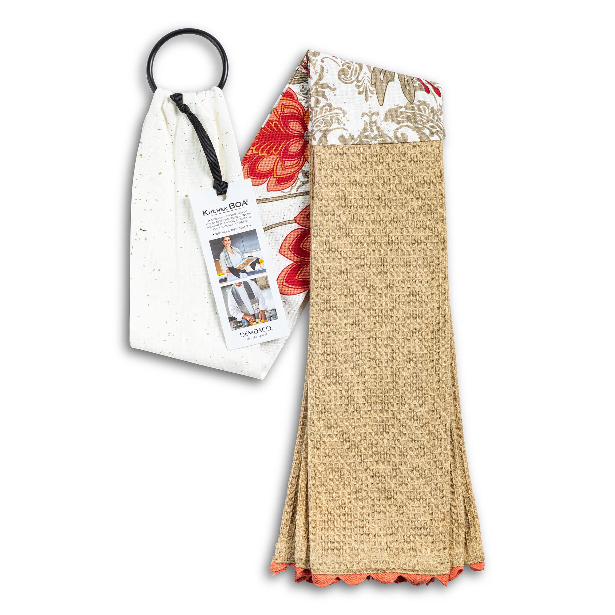 DEMDACO Floral Pink Extra 68 Inch Long Cotton Blend Over The Shoulder Kitchen Towel Boa