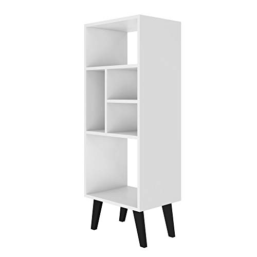 Manhattan Comfort Warren Modern Home Office 5 Shelves Mid-High Bookcase 2.0, Med, White