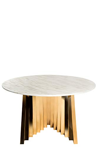 Statements by J Waterfall Marble Top Dining Table, Gold, White