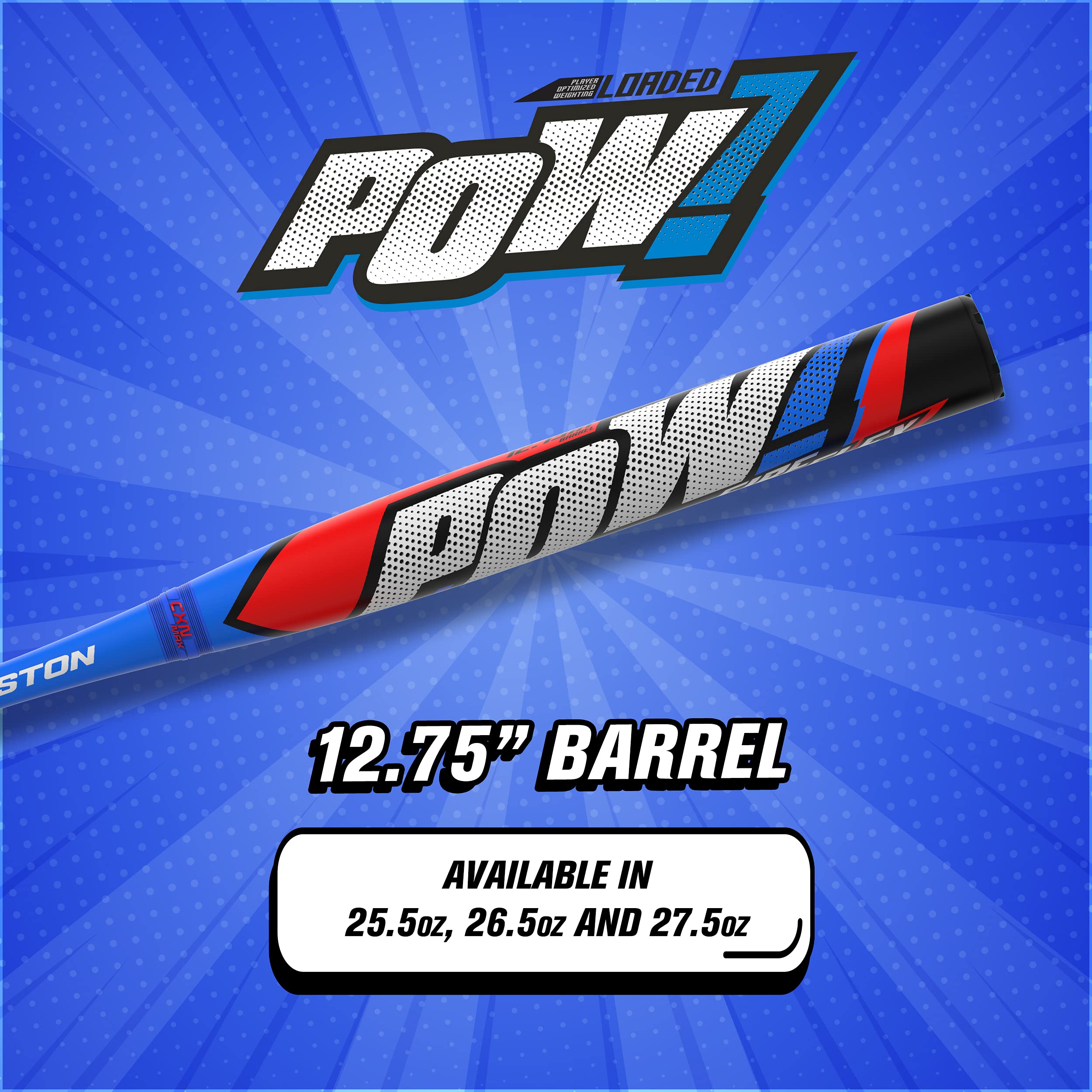Easton POW Slowpitch Softball Bat, End Loaded, 12.75 in Barrel, USSSA, ISA & NSA, 34in x 25.5oz
