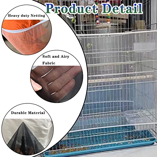 LWFCOEE Bird Cage Seed Catcher, Birdcage Skirt Guard, Adjustable Soft Nylon Mesh Bird Cage Netting Cover for Round Square Medium Bird Cages Circumference 40-60 Inch, Black