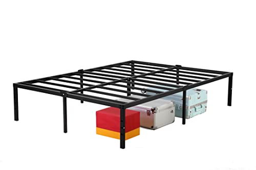 LIJQCI 16 Inch King Bed Frame –Heavy Duty Metal Platform Bed Frame Steel Slat Support 3000 lbs No Box Spring Needed, Non Slip, Noise Free Base Bed Black King Size