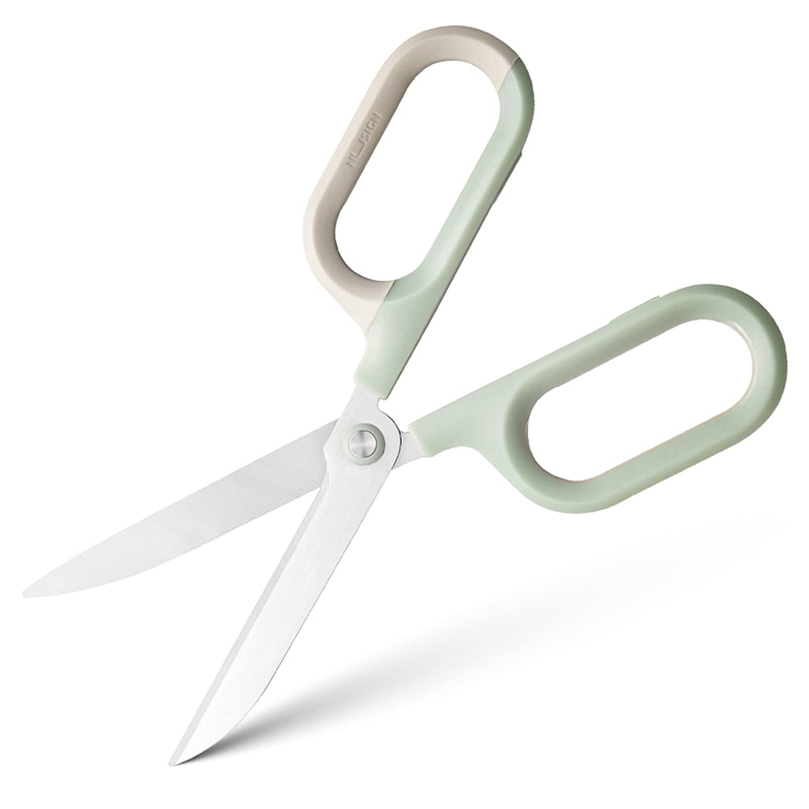 EZWORK Multipurpose Scissors, Comfort-Grip Handles Sharp Scissors for Office Home School Craft Sewing Fabric Supplies (7", Green-1)