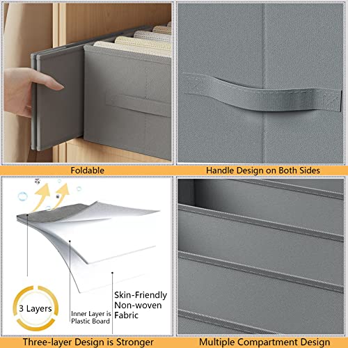 MUIRK Wardrobe Clothes Organizer for Folded Clothes,7Pack Closet Organizers and Storage,Dresser Drawer Organizers for Clothing,Washable Fabric Drawer Organizer Dividers Storage Bins