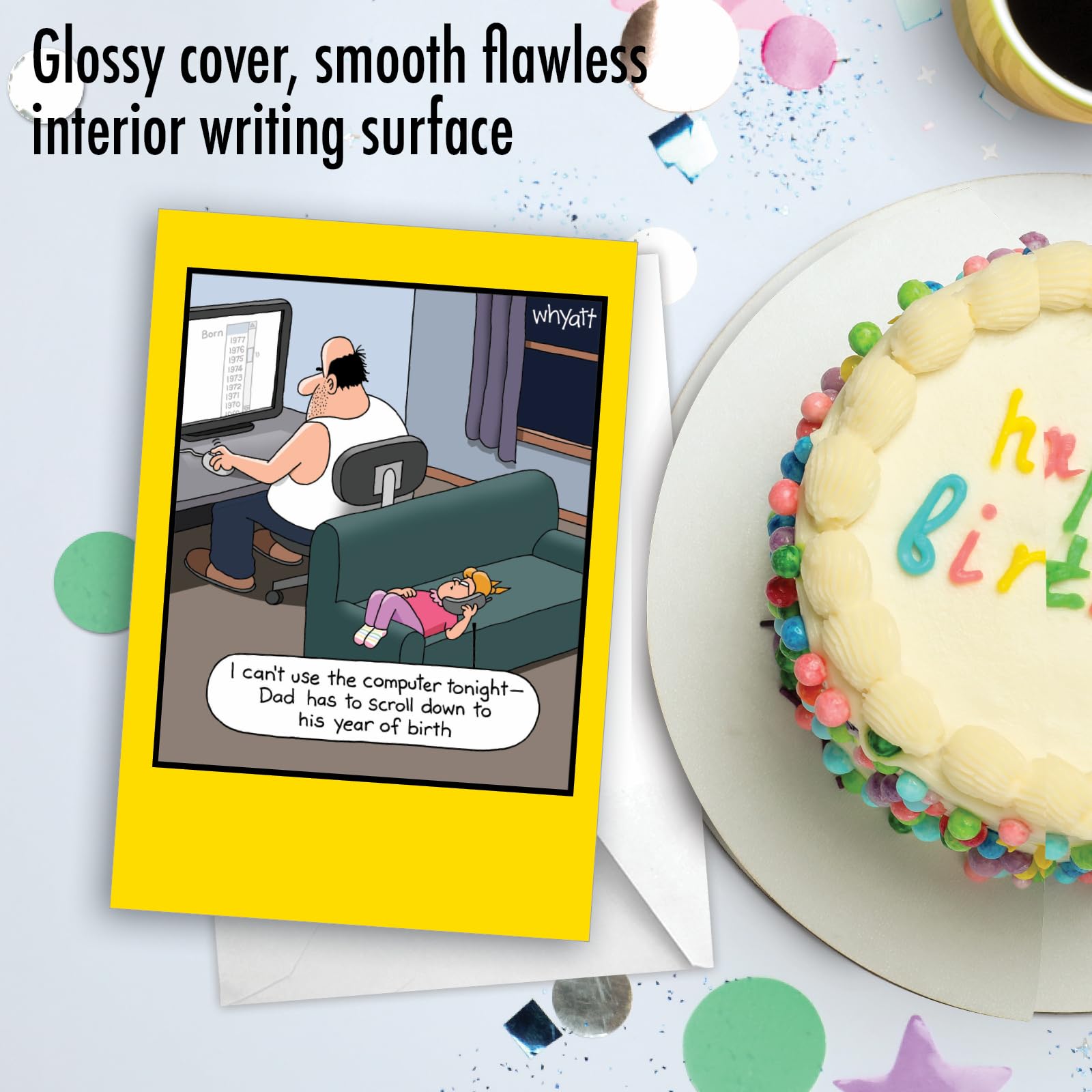 NobleWorks - 1 Cartoon Birthday Greeting Card Funny - Hilarious Bday Notecard with Envelope, Comic Humor Celebration - Age Scroll C3679BDG