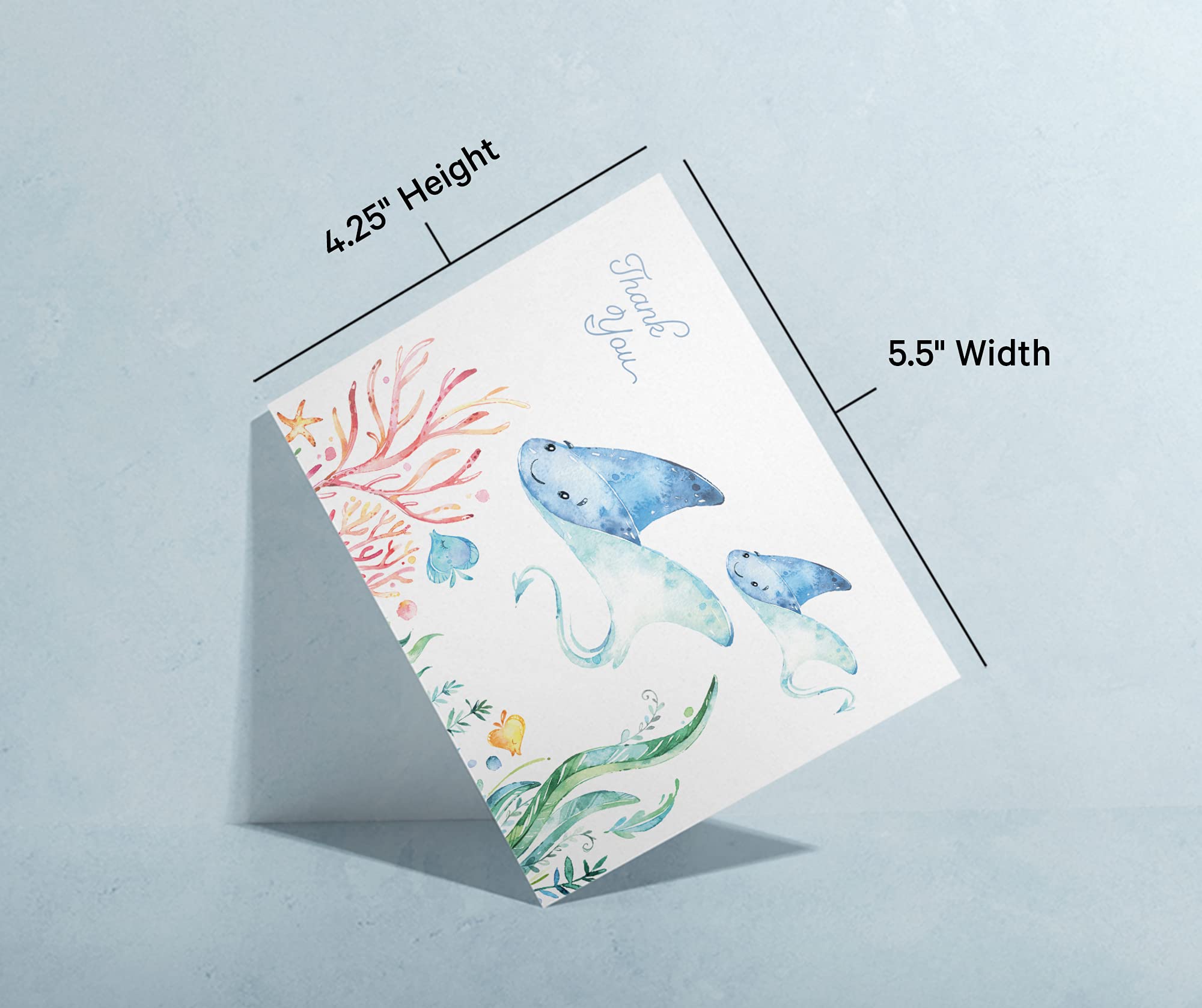 Twigs Paper - Baby Shower Thank You Cards - Ocean Themed Assorted Thank You Card Set - 24 Blank Cards With Envelopes - Eco Friendly Stationery - (5.5 x 4.25 Inch) - Made In USA