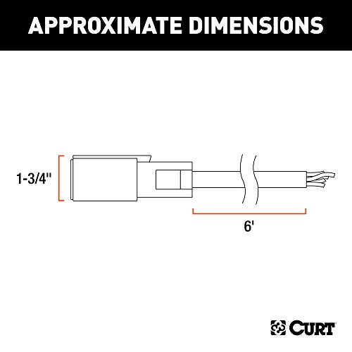 CURT 56621 Replacement 7-Pin RV Blade 7-Way Trailer Wiring Harness Plug, 6-Foot Blunt-Cut Wires, Boxed , black