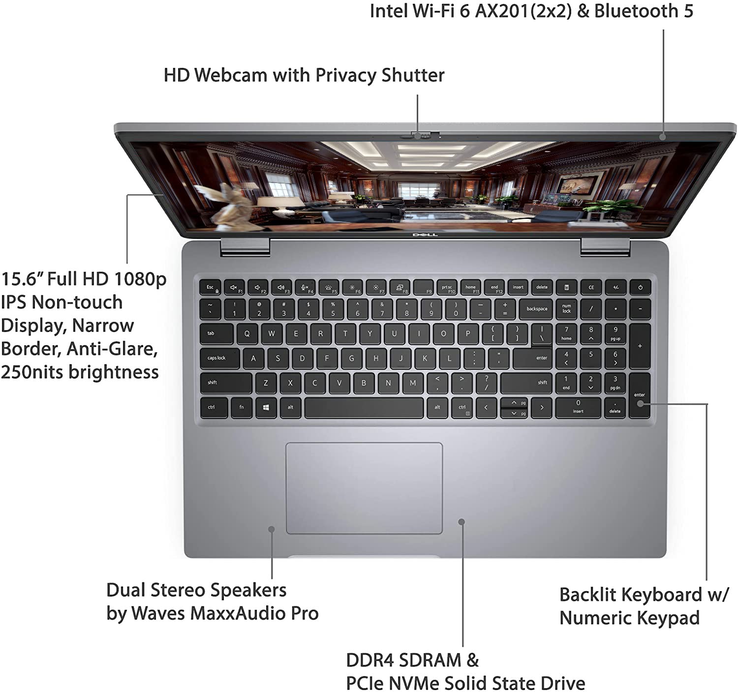 Dell Latitude 5520 Business Laptop, 15.6" FHD Display, Intel Core i5-1145G7 vPRO, 32GB RAM, 1TB PCIe SSD, IR Camera, HDMI, Backlit Keyboard, Wi-Fi 6, Thunderbolt 4, Windows 11 Pro