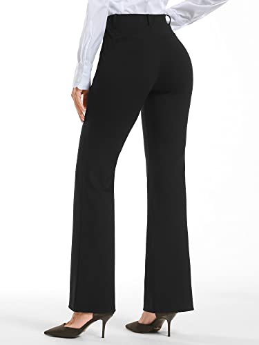 Stelle Women's Bootcut Dress Pants Business Casual 31" Stretchy Work Pants with Pockets Pull On Regular Slacks for Office (Black, Large)