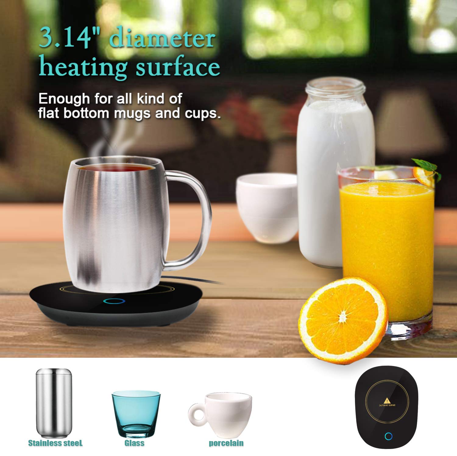 Mug Warmer Coffee Warmer with Automatic Shut Off to Keep Temperature Up to 131℉/ 55℃ Safely Use for Office/Home to Warm Coffee Tea Milk Candle Heating Wax (Black)