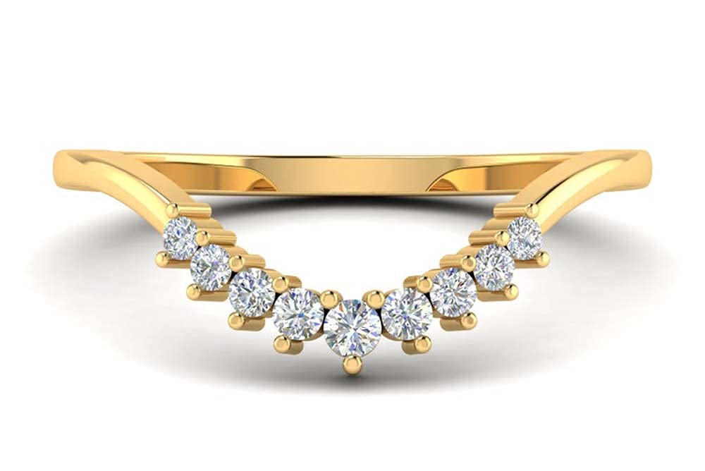 Elegant TouchRound Diamond Ladies Anniversary Wedding Stackable Band Contour Guard Ring, 14K Yellow Gold Plated 0.15 Carat (ctw) (Ring Size 8)