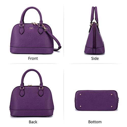 Small Crossbody Bags for Women Classic Double Zip Top Handle Dome Satchel Bag Shoulder Purse Purple