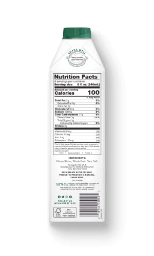 Elmhurst 1925 Milked Oats Unsweetened Oat Milk, 32 Ounce (Pack of 6)