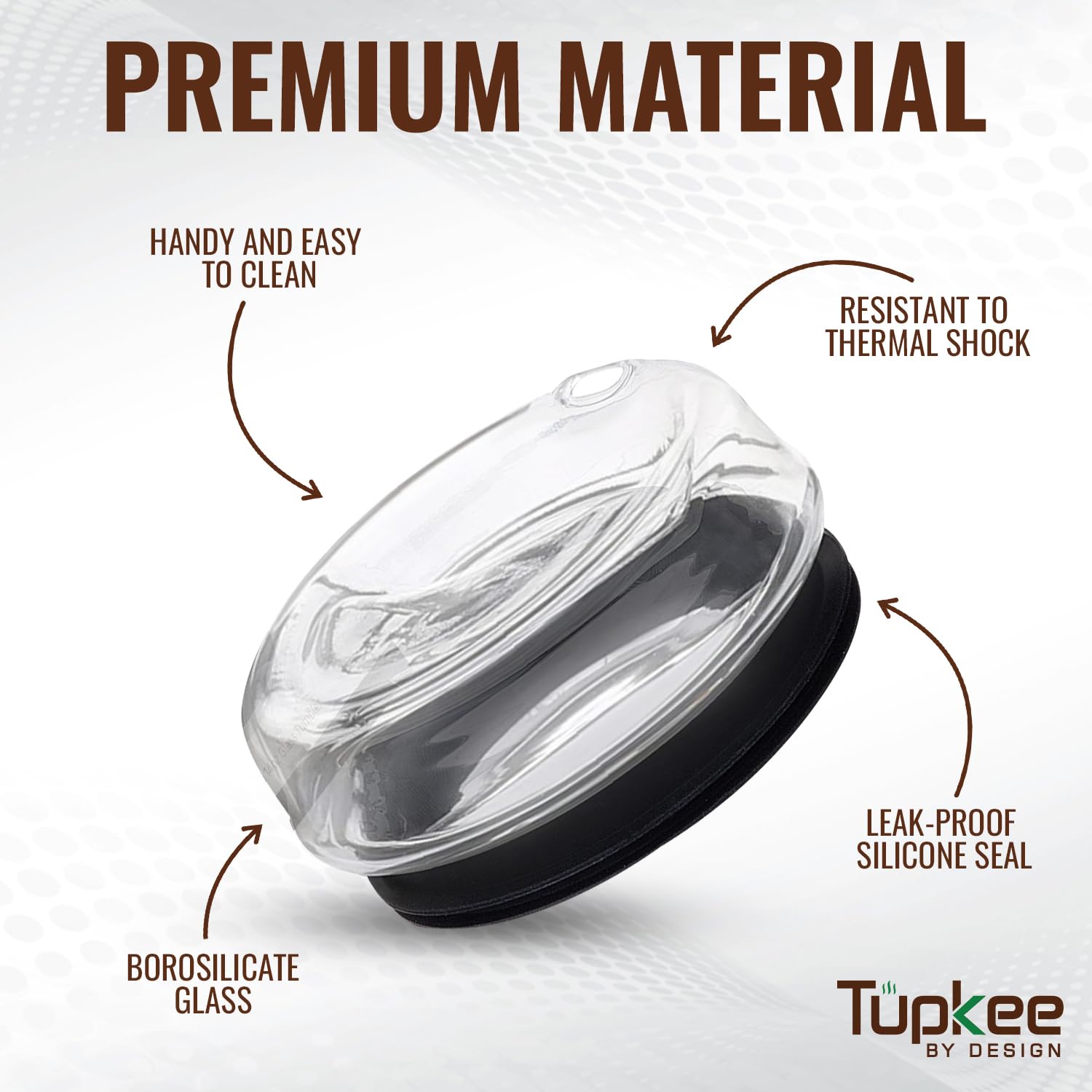 Tupkee Glass Sip Lid Black - Replacement for Tupkee Double Wall Glass Tumbler, 14oz & 8oz Hand Blown Glass Travel Mug