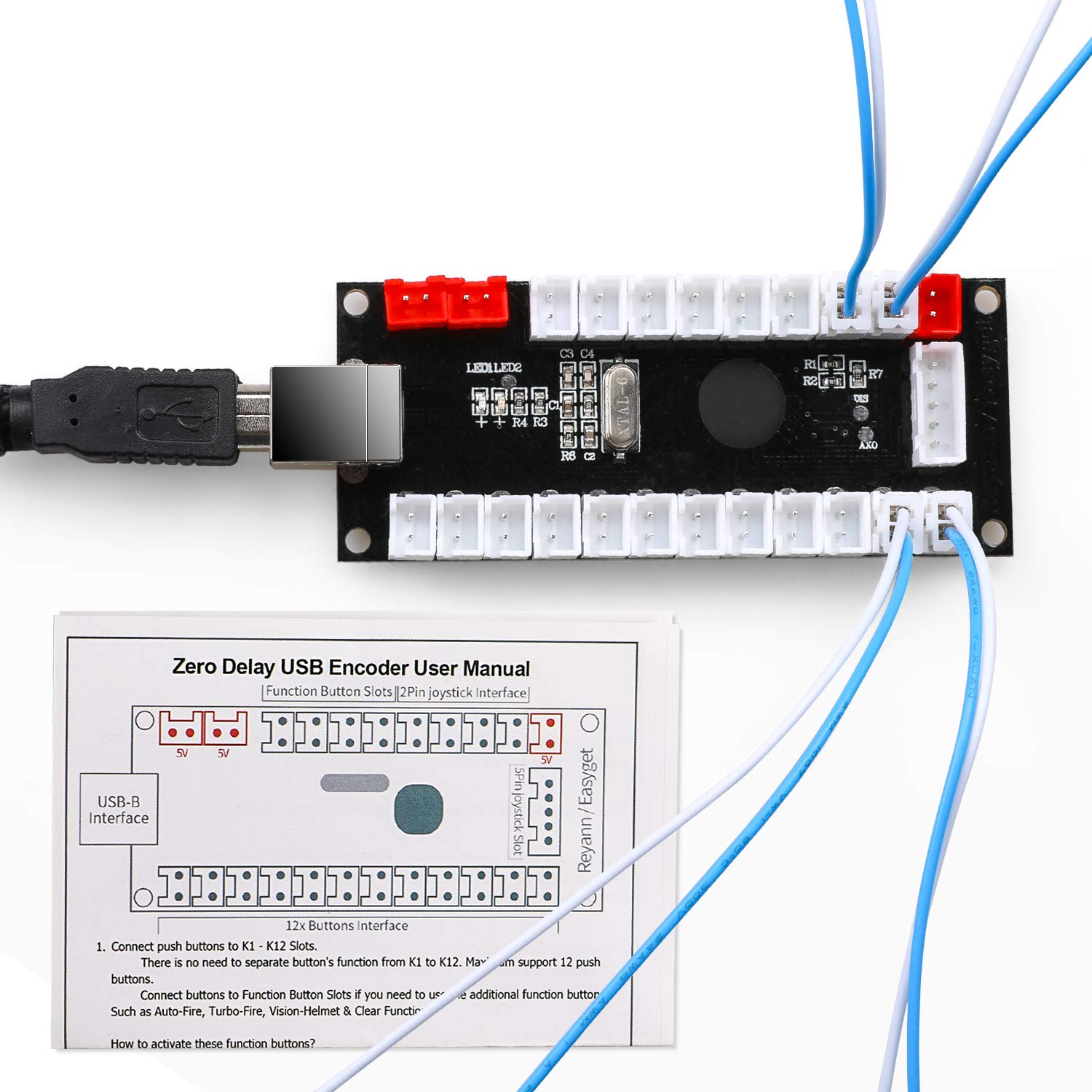 Easyget Zero Delay Arcade USB Encoder PC to Joystick for Mame Jamma & Other Pc Fighting Games