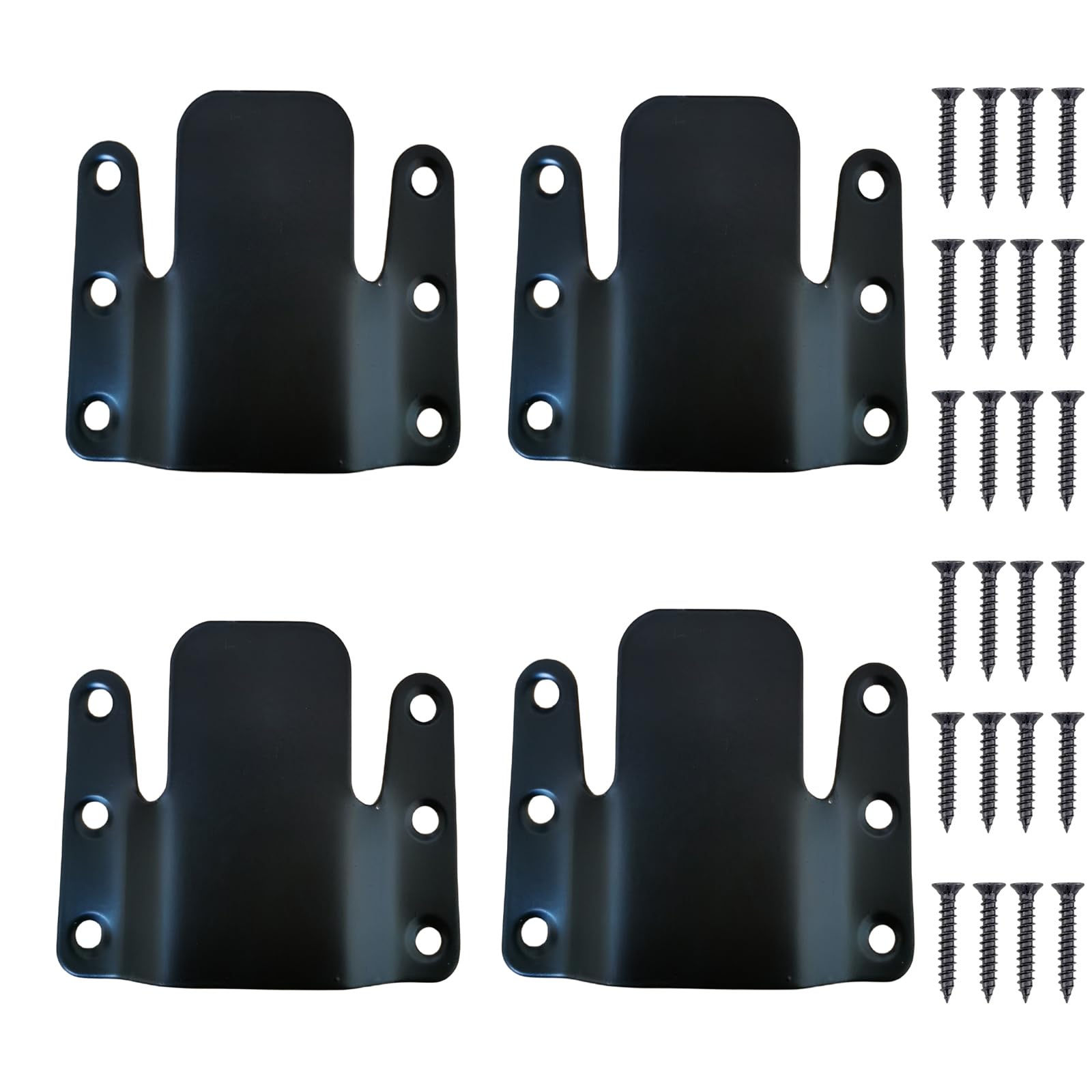 DERRILLA Universal Metal Sectional Couch Connectors Interlocking Furniture Clips Sofa Connector Brackets with Screws (Black, 4)